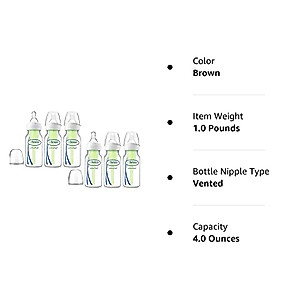 Dr. Brown's Bottles 6 Count (4 Oz), Option Bottles Can Be Used with or Without the Vent