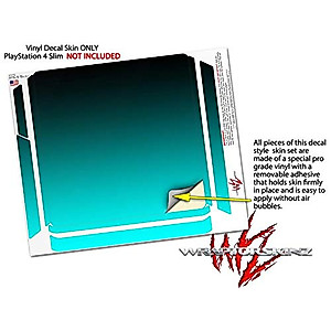 Vinyl Decal Skin Wrap compatible with Sony PlayStation 4 Slim Console Smooth Fades Neon Teal Black (PS4 NOT INCLUDED)