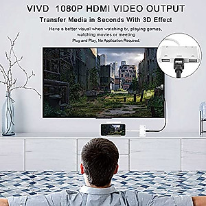 MASAYA HDMI Adapter for iPhone to TV, Dual USB Female OTG Adapter, SD/Micro SD Card Reader for iPhone iPad with Charging Port, Support HDTV/Monitor/Projector/USB Flash Drive/MIDI Keyboard/Mouse