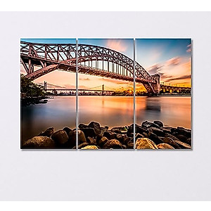 Triborough Bridge at Sunset New York Canvas Print 3 Panels / 36x24 inches