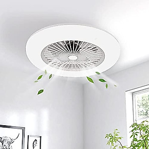 Modern Ceiling Fan with Lights,Adjustable Speed,Remote Control, 22 inch Invisible Acrylic Dimmable Lighting Fan Chandelier for Bedrooms Workout Room in White
