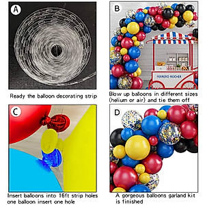 Balloon Arch Garland Kit, 105PCS Blue Red Black Balloon Arch Kit Balloon Garland Kit, Latex Balloons With Confetti Party Balloons For Birthday Decoration Wedding Baby Shower Decoration Party Supplies