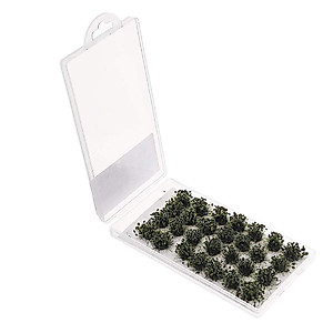 28 Pcs Green Bushy Tufts Lowland Shrubs Tuft Terrain Model Kit Static Scenery Model DIY Miniature for Train Landscape Railroad Scenery Sand Military Layout Model War Gaming Terrain