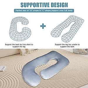 RIJINHONGMU Pregnancy Pillows, U-Shape Full Body Pillow – Grey