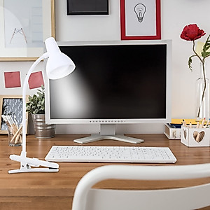 OSALADI Reading Lamp Gooseneck Desk Lamps LED Table Lamp Clip On Desktop Light with USB Charging Port for College Dorm, Home, Office
