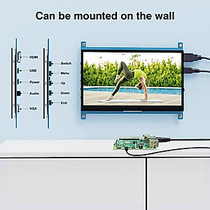 APROTII 12 inch HDMI Monitor, 1024x768 HD Display, HDMI/BNC/AV/VGA/USB Input Audio Video Display with BNC Cable Bulid in Speaker and VESA Hole for PC Raspberry Pi Use Built-in Speaker