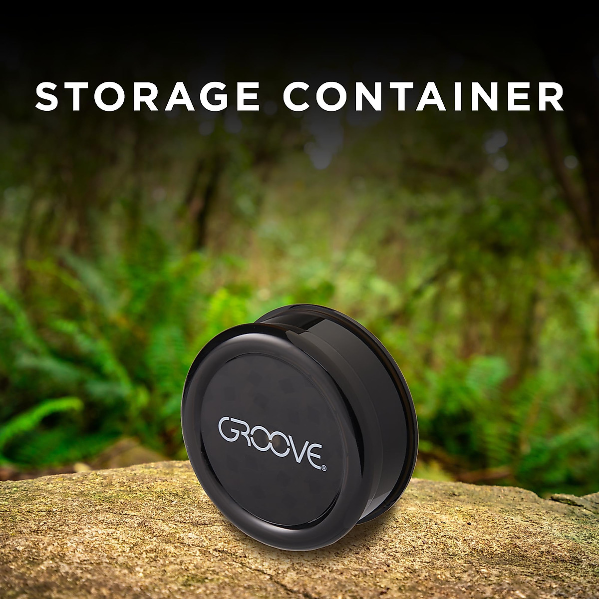 GROOVE Premium Herb Grinder - 2-Piece Acrylic Herb Grinder with Integrated Storage Compartment and Magnetic Closure – Ultra-Sharp Teeth for Smooth Grinding – BPA-Free (Black)