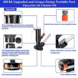 2023 Upgraded Small Pool Vacuum for Above Ground Pool w/Unique Lock Catch,48" Pool Pole,Brushes &Leaf Bag kit,Portable Swimming Pool Vacuum Head Cleaner,Pool Leaf Vacuum for Spa Hot Bub,Inground Pool