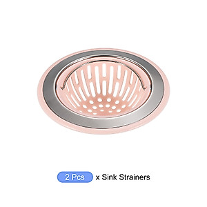 METALLIXITY Bathroom Sink Drain Strainer(4.5" x 3.1") 2pcs, Stainless Steel Sink Strainer Hair Catcher Fits for Bathroom Bathtub Wash Basin Hole Drains, Pink