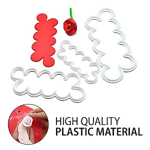 Gum Paste Rose Cutter Cake Decorating - 3Pcs Flower Petal Mold Rose Cookie Cutter Fondant Cutters Flower Cookie Cutters Edible Rose Flower Fondant Tools - Gum Paste Flowers Cake Cutter Plastic Flower