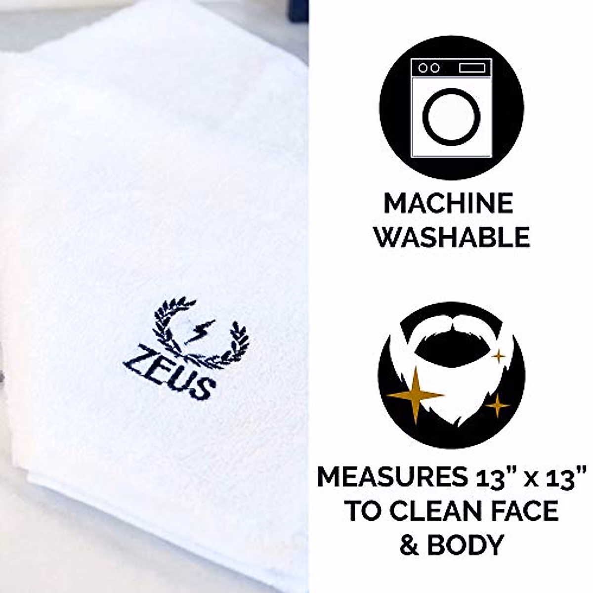 ZEUS 100% Cotton Washcloths – Super Soft & Extra Absorbent Premium Face and Bath Towels (6 Pack)