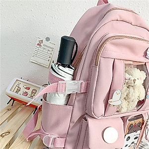 CHERSE Kawaii School Backpack for Teen Girls Back to School Aesthetic Cute Adorable Lovely with Kawaii Pin and Cute Accessory (White)