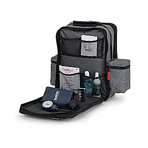 Hopkins Medical Products Antimicrobial 21st Century Plus Home Care Backpack: Mesh Pockets, 600D Polyester, Ergonomic Straps - Secure Laptop Sleeve & Organized Compartments, 11.5"x9"x16"