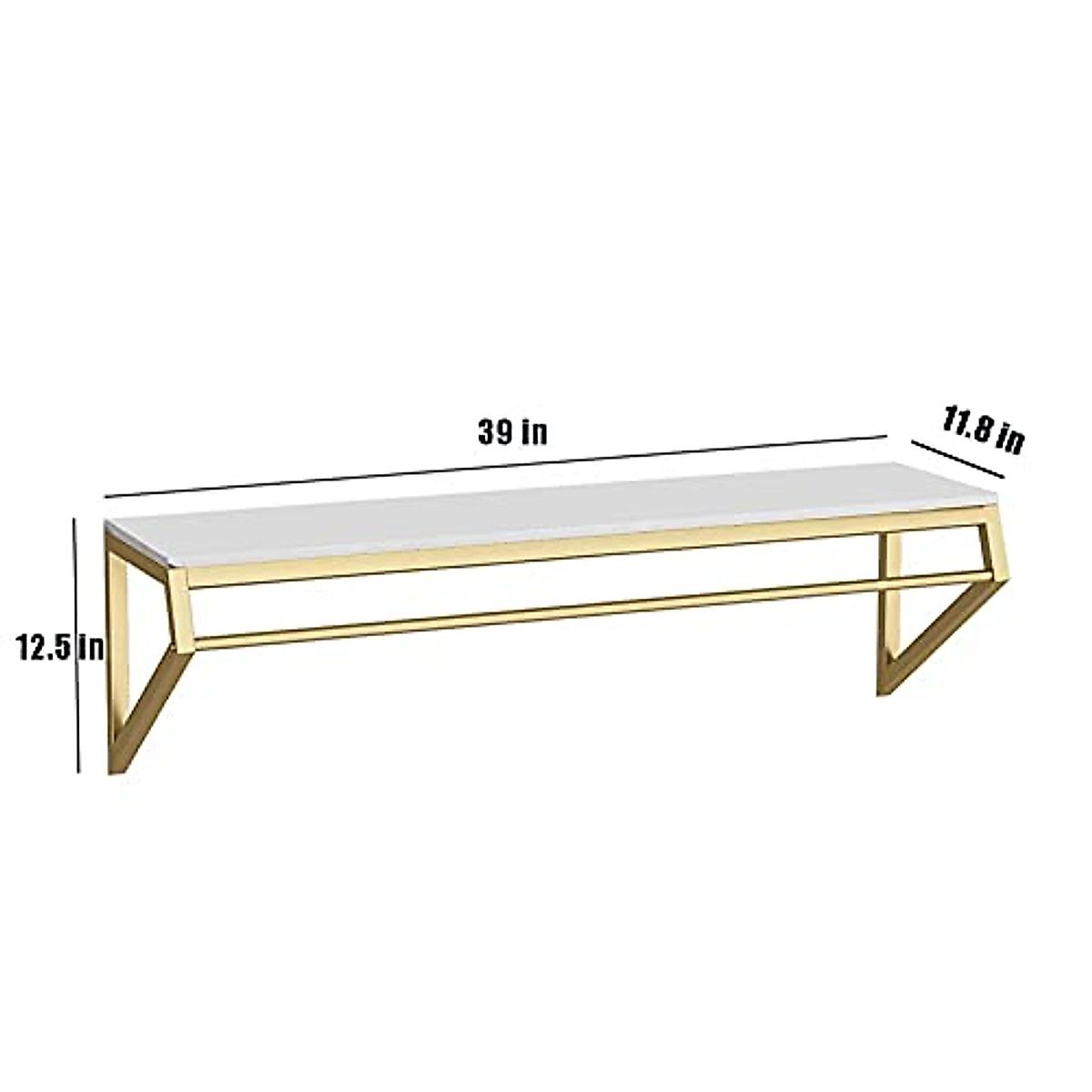 Ethemiable Clothing Store Modern Clothing Display Stands,Wall-Mounted Garment Rack with Wood,Storage Shoe Bag Metal Shelf,Organization Hanging Towel Rack（Gold, 39" L）