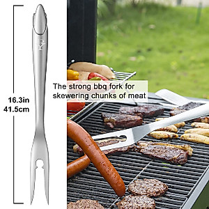 BBQ Accessories Grill Tools Set, 6PC BBQ Tools Set with Spatula, Basting-Brush, Tongs, Fork&Bag - Premium Stainless Steel Grill Accessories - Ideal Grilling Gifts for Men - Heavy Duty Grill Set