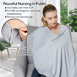 Nursing Cover & Baby Nursing Poncho,Multi Use Breastfeeding Cover for CarSeat Canopy, High Seat Cover, Stroller Cover, Shopping Cart Cover,Nursing Scarf for Boy and Girl by Kefee Kol (Grey)