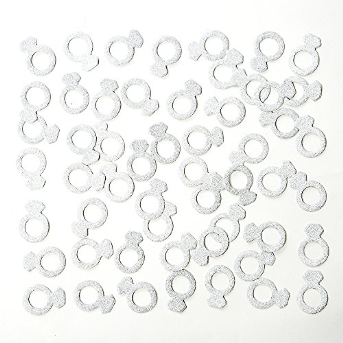 MOWO Silver Diamond Ring Paper Confetti Table Decor and Event Decor, Silver Glitter, 200 Count