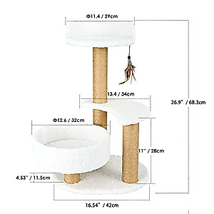 Lahas Modern Cat Tree Tower for Indoor Small Cats with Sisal Scratching Post,Hammock,Perch,Bed,Feather Toy,Easy to Assemble,Activity Design Cat Furniture Supplies