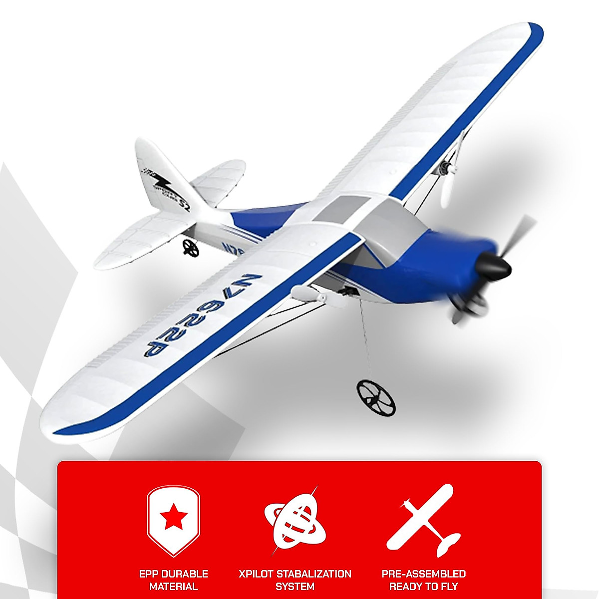 VOLANTEXRC Sport Cub S2 Remote Control Airplane with Gyro Stabilization System and Powerful Over Grade Motor System for Beginners, Blue