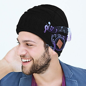 SMINIKER Wireless Beanie Hat Musical Hat for Outdoor Sports for Teenagers Men and Women(Black)