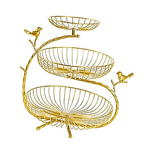 Gralara 3 Tier Fruit Serving Basket Candy Plate Basket Food Dessert Storage Plate Vegetables Storage Organization Organizer for Hotel Ceremony Decor