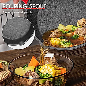 Almcmy 12 Inch Cast Iron Skillet, Pre-Seasoned Frying Pan with Silicone Handle Holder, Cast Iron Pan for Frying Grilling, Oven Safe, Dishwasher Safe - Indoor& Outdoor Use