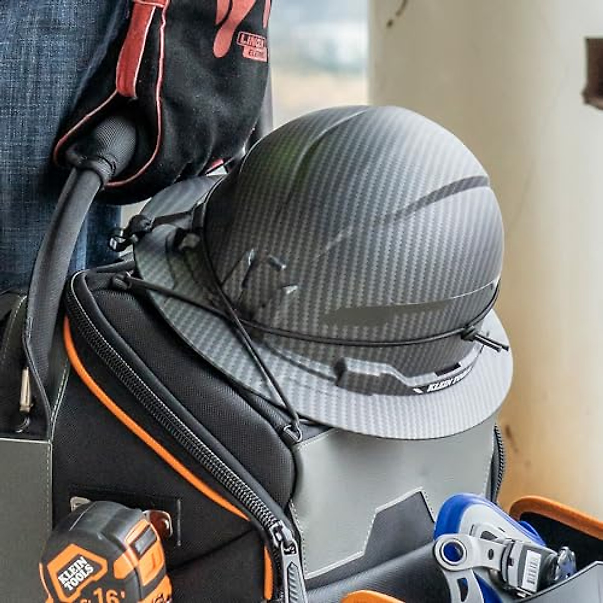 Klein Tools 55664 Replacement Bands with Clip to Secure Hard Hats and Safety Helmets to the Tradesman Pro Ironworker and Welder Backpack,Black