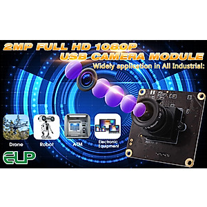 ELP 2MP High Speed USB Camera Module for Computer 1080P Mini UVC USB2.0 Webcam Board CMOS OV4689 Video CCTV Industrial PC Camera for Laptop High Frame 260fps 120fps 60fps Lightburn Camera