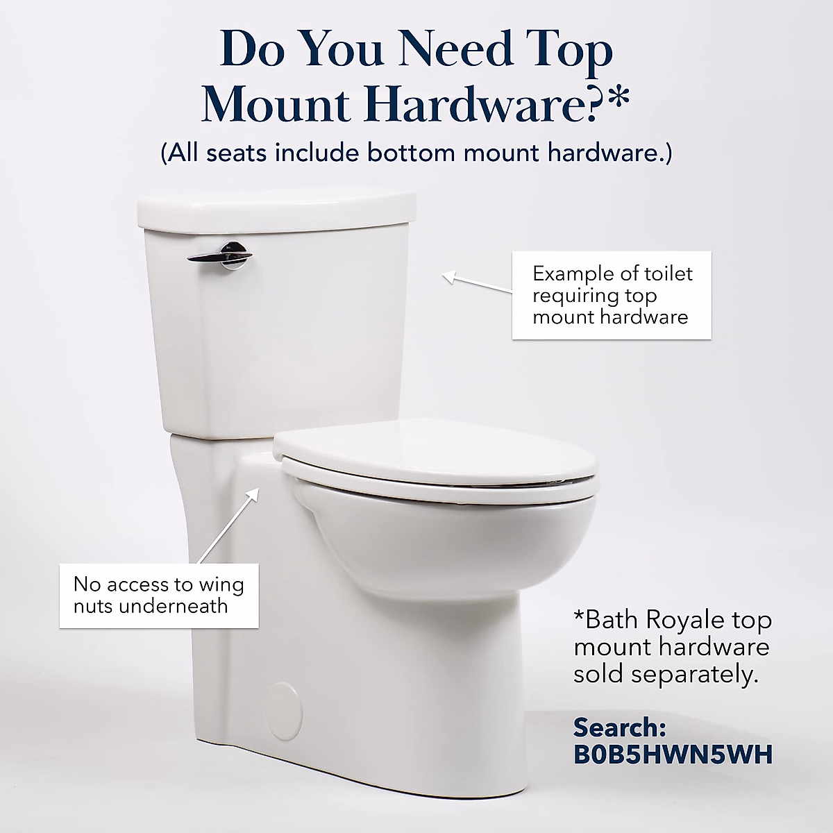 Bath Royale Slow Close Toilet Seat BR501-00 White Elongated, Stain-Resistant and Easy to Keep Clean, Heavy Duty Fits All Toilet Brands, Executive Series