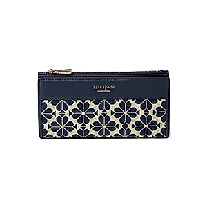 Kate Spade New York Spade Flower Jacquard Zip Slim Wallet Blue Multicolor 1 One Size