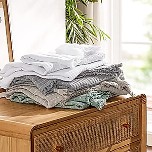 Bedsure 100% Cotton Muslin Blankets for Adults - Breathable and Lightweight Muslin Throw Blanket for All Seasons, White Soft Gauze Spring Blanket for Couch, Sofa, Bed (50x60 Inches)