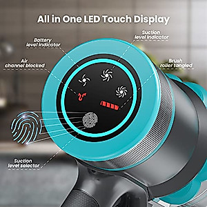 Belife BVC11 Cordless Vacuum Cleaner, Stick Vacuum Cleaners for Home Carpet Hardwood Floor, Wireless Household Vaccum for Pet Hair with Touch Display, 22Kpa Powerful Suction, Up to 40mins Runtime