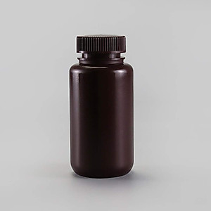 JRLGD HDPE Wide Mouth Plastic Bottles with Caps, Lab Sample Bottle Reagent Bottle, 250ml, Brown, Pack of 10