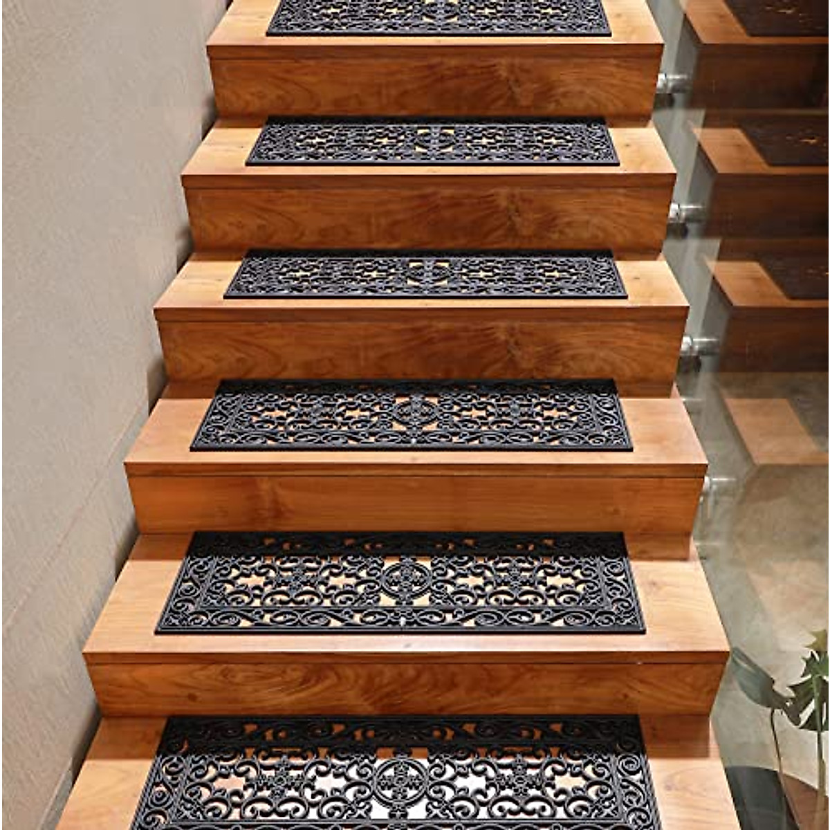 IRONGATE - Stair Treads Stair Case Step Mats - 6 Pack - Rubber - Rugged Sturdy Heavy Duty Commercial Grade - Non Slip Outdoor Indoor Skid Resistant - Floor Tile Drain Pool Balcony Yard - 10x30