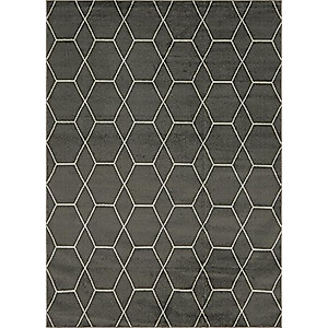 Unique Loom Trellis Frieze Collection Area Rug - Geometric (9' x 12' 2", Dark Gray/ Ivory)