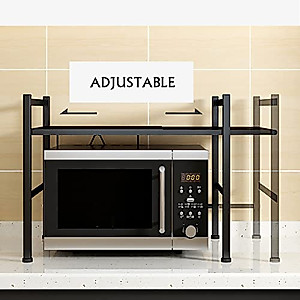 Microwave Kitchen Storage Rack - Telescopic Shelf for Simple Double-Layer Space-Saving Storage - Microwave and Stove Top Rack with Adjustable Design - Toaster Shelf Stand Kitchen Countertop Organizer
