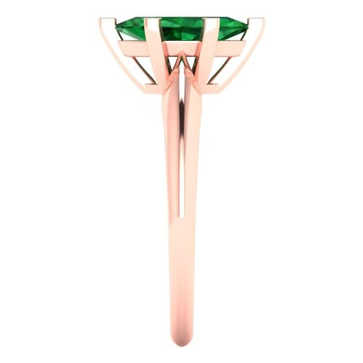 Clara Pucci 1.0 ct Marquise Cut Solitaire Simulated Emerald Engagement Wedding Bridal Promise Anniversary Ring 18K Rose Gold Size 6.25