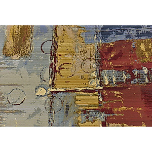 Unique Loom Outdoor Modern Collection Area Rug - Baja (4' 1" x 6' 1" Rectangle, Multi/ Beige)