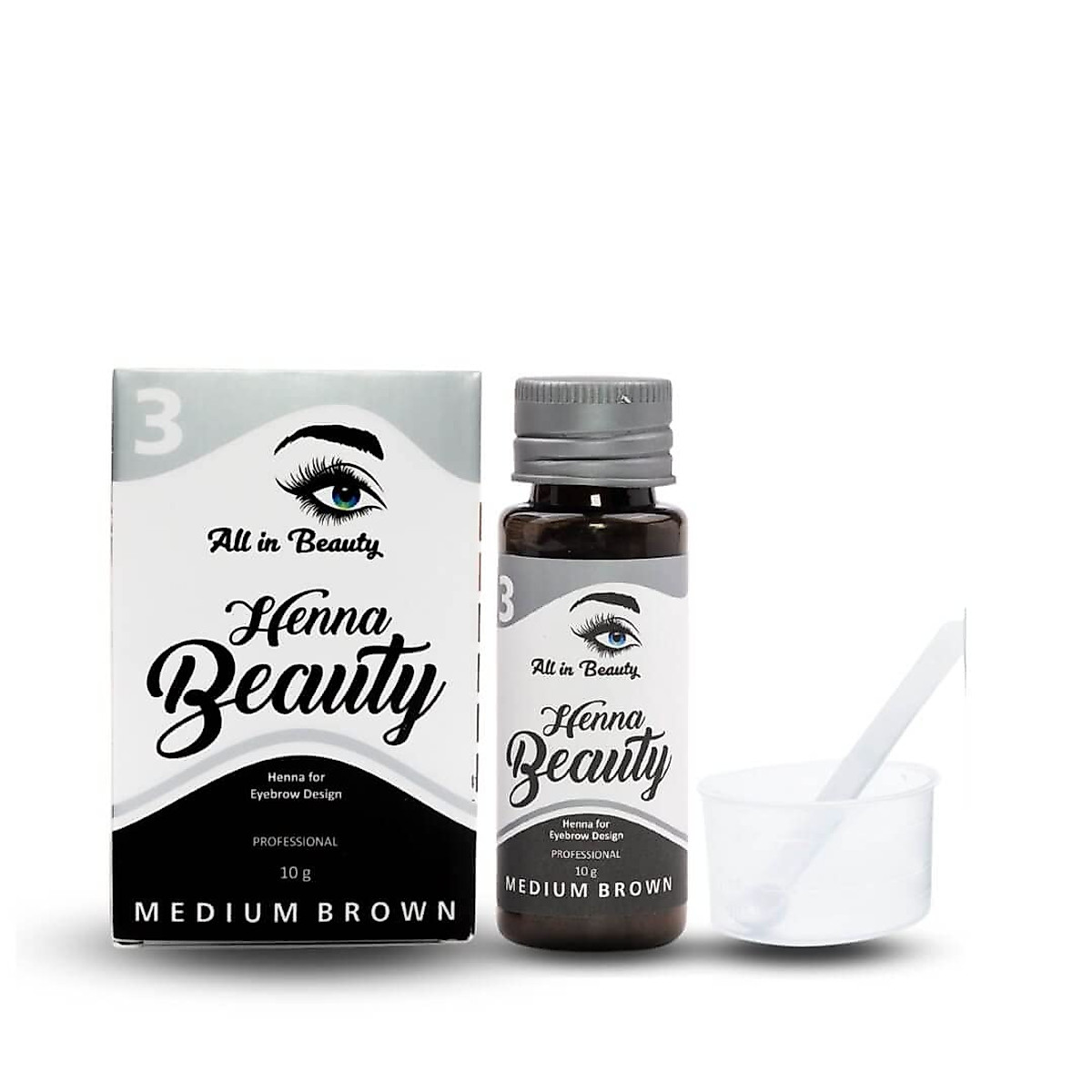 All in Beauty Henna for Brow Coloring and Tinting, Made from Natural and Harmless Ingredients, Tint your Brows, Long Lasting and Waterproof (Medium Brown)