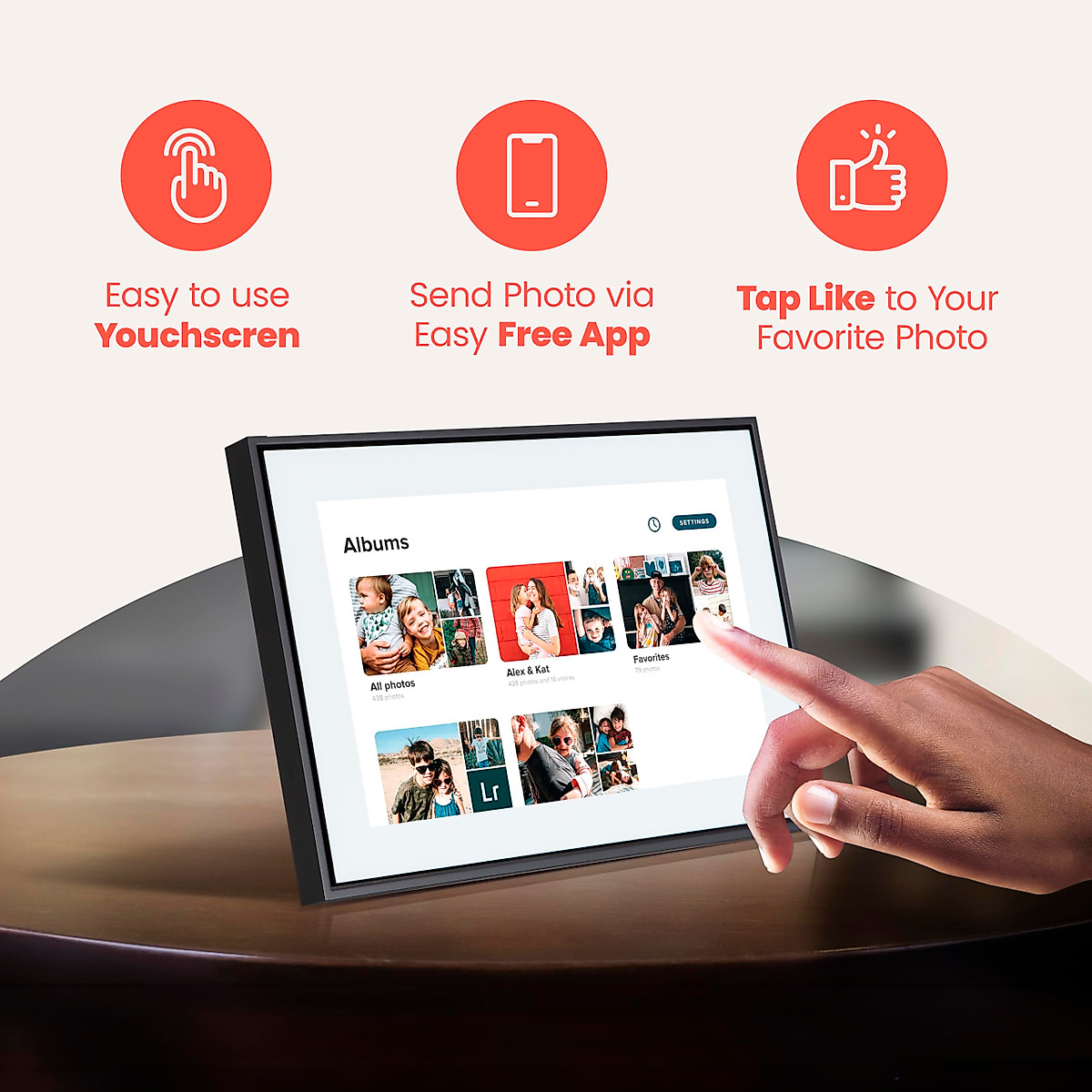 Loop Wi-Fi Digital Picture Frame with Touch Screen, 10-Inch Display, The Only Frame to Offer Text Message Photos Direct to Frame, Easy to use App, Gift to Keep Friends and Family Connected