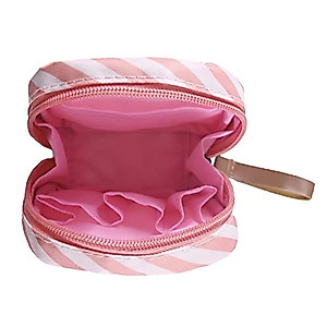 DSDFIDn Makeup Bag Lazy Cosmetic Bag Travel Toiletry Bag for Purse Small Makeup Headphone Lipstick Bag with Zipper Waterproof Travel Accessories for Women Pink Stripe
