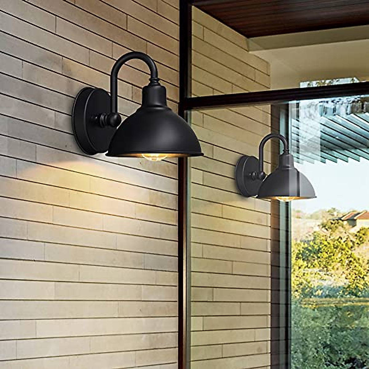 Bedroom wall lights, Wall Sconces, V-intage Industrial Country Farmhouse Wall Lantern Matte Black Iron Outdoor Wall Sconce IP65 Waterproof and Moisture-Proof Gooseneck Barn Light Villa Exterior Wall D
