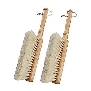 OAKART Horsehair Hand Brush Soft Bristles Oiled Beech Wood Handle Coat Brush 12 Inch Long (White Horsehair)