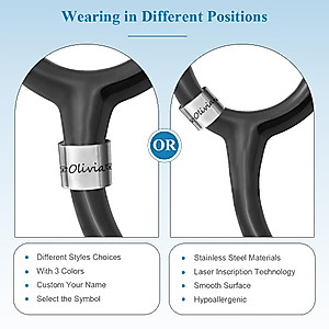 Personalized Stethoscope ID Tag, Stethoscope Charm Personalized Name Charm Wide 3/4"Cuff/Wrap Style Universal Fit Stethoscope Charm…