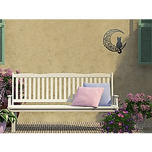 EYONGLION Black Cat And Moon Wall Art,Moon Phase Wall Art,Black Cat On The Moon Wall Pediments,Black Cat Wall Sculpture For Cats Lover