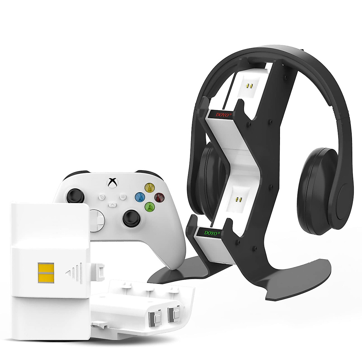 Controller Charger for Xbox Series X S - Wireless Controller Charging, Charger with 2 Pack Rechargeable Battery by DOYO(Black)