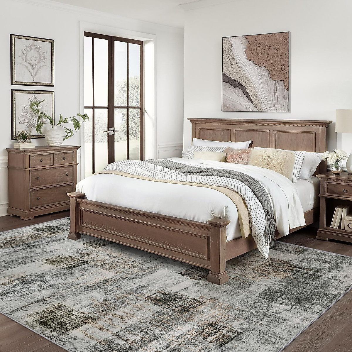 Area Rug Living Room Rugs 8x10 Washable: Soft Modern Abstract Fluffy Rug with Non-Slip Backing, Indoor Plush Throw Rug Large Accent Carpet for Bedroom Dining Room Nursery - Gray