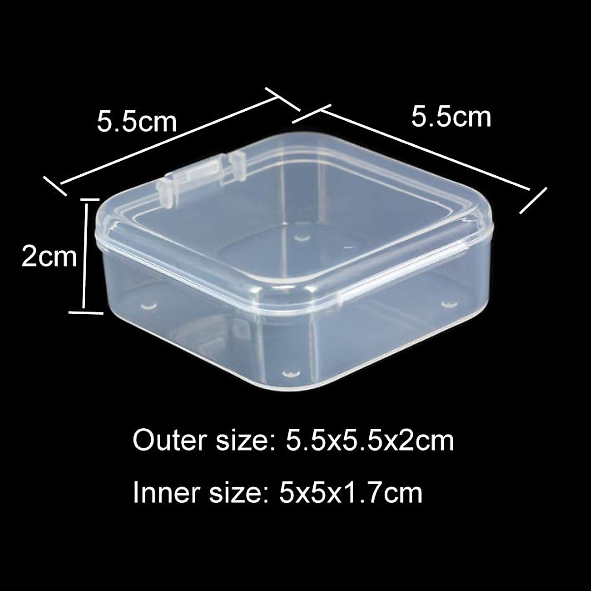 8 Pieces Small Plastic Box with Lids Square Plastic Containers Clear Plastic Boxes Craft Containers Plastic Beads Storage Containers Box for Beads Jewelry Small Items, 2.1x2.1x0.79 Inches