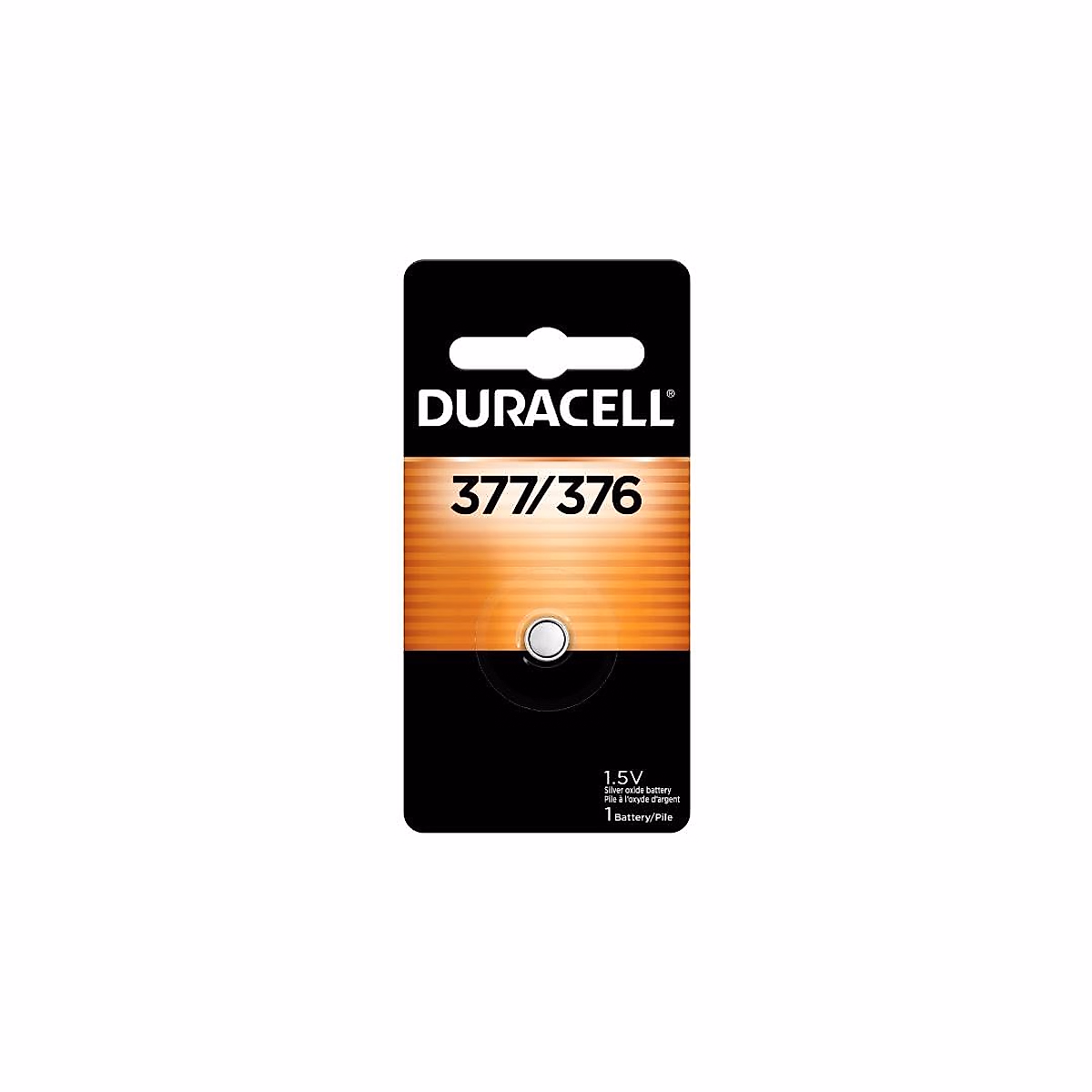Duracell 376/377 Silver Oxide Button Battery, 1 Count Pack, 376/377 1.5 Volt Battery, Long-Lasting for Watches, Medical Devices, Calculators, and More