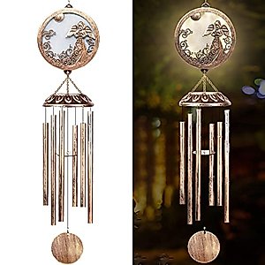 Solar Wind Chimes, Solar Angel Wind Chimes for Outside-Memorial Wind Chimes- Memorial Wind Chime for Garden/Patio Decor Gifts for Women, Gifts for Grandma, Gifts for Mom (33 Inch Deep Tone)